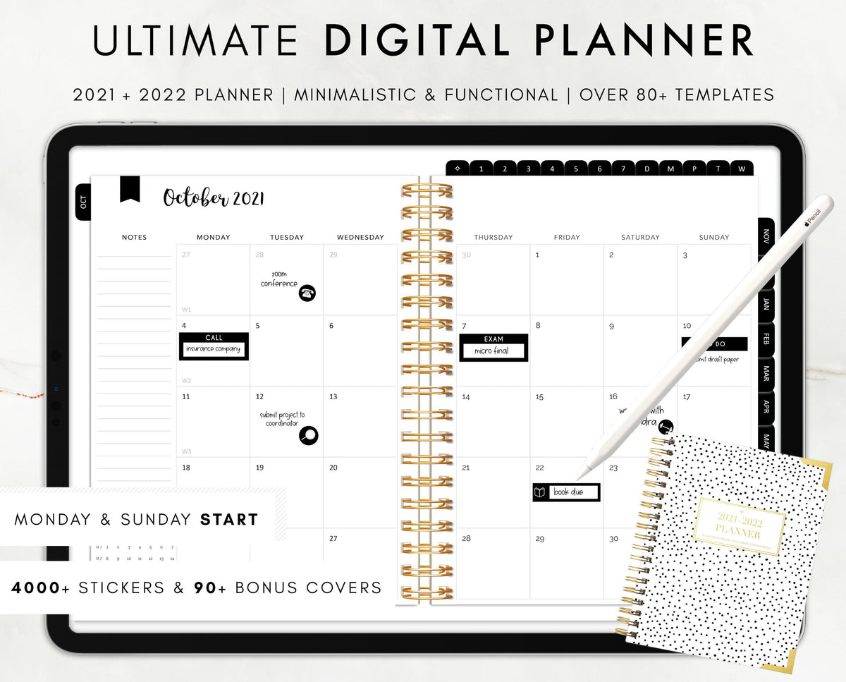 2021 + 2022 Digital Planner | Black Theme – Digital Planner Start