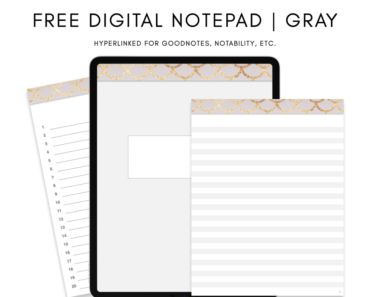 Free Digital Notepad | Gray – Digital Planner Start